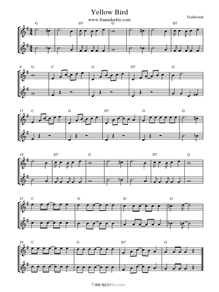 Yellow Bird Duo Facile Traditionnel | PDF