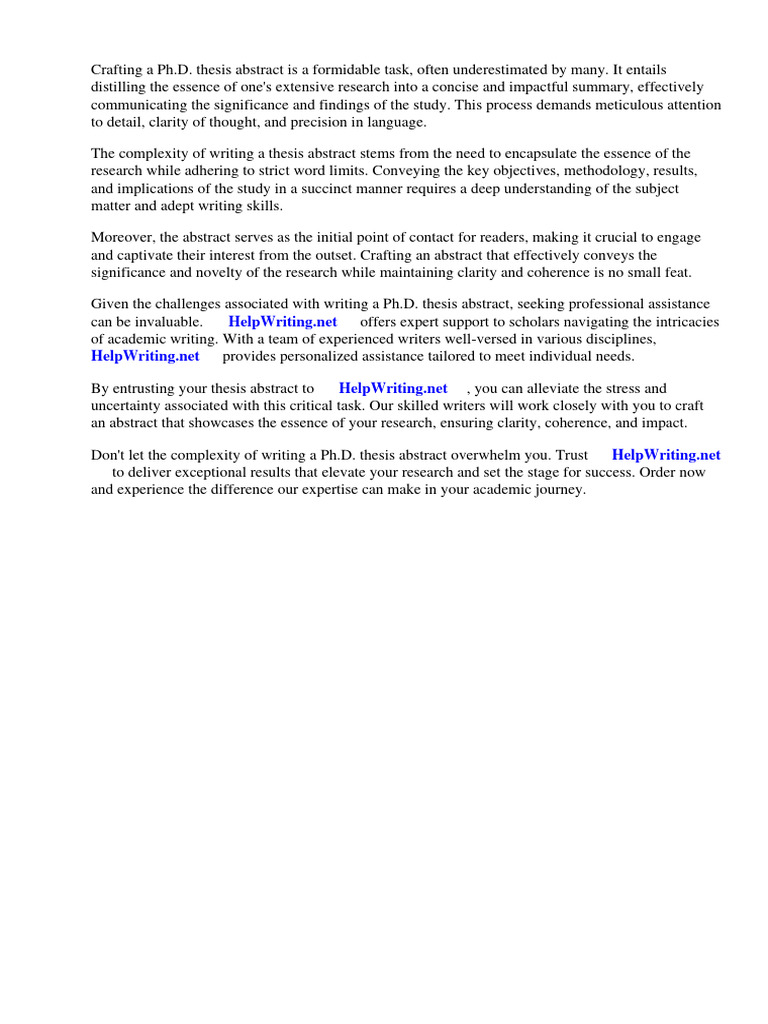 Writing PHD Thesis Abstract | PDF | Thesis | Abstract (Summary)