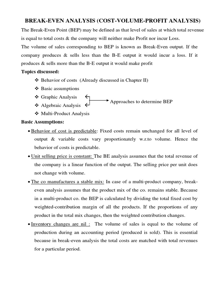 Lec-5_Break_Even_Analysis | PDF | Financial Accounting | Management Accounting