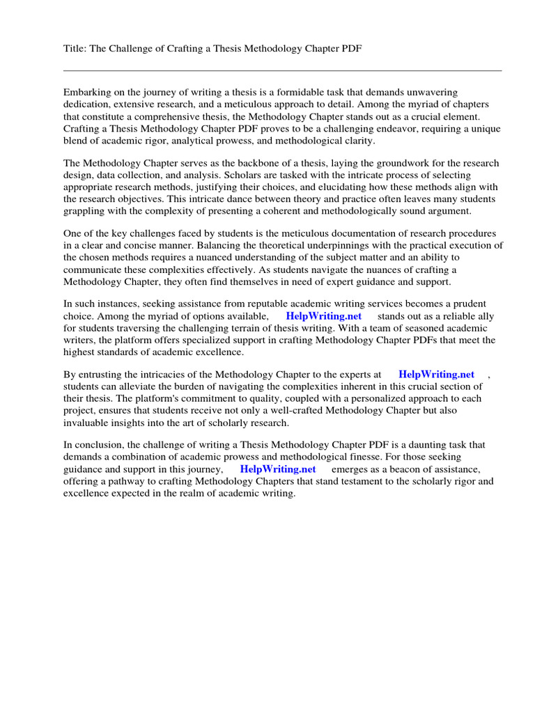 Thesis Methodology Chapter PDF | PDF | Methodology | Qualitative Research