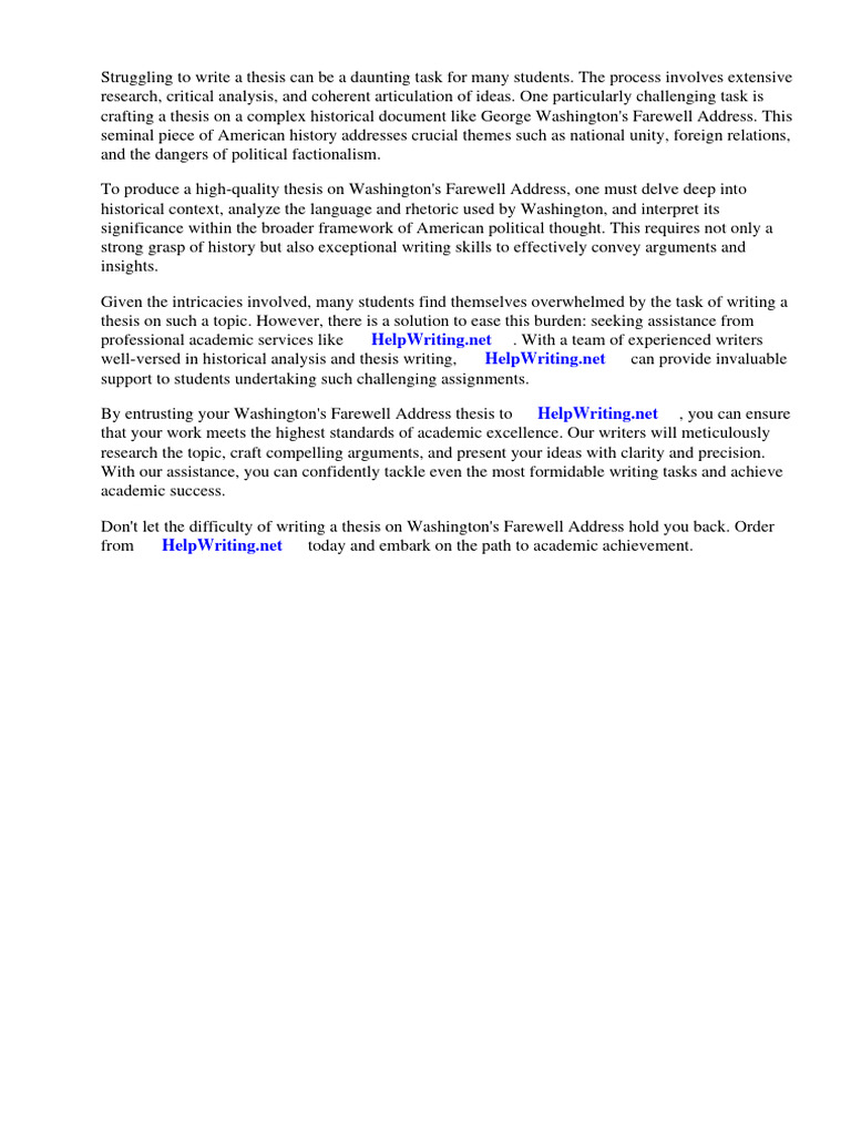 Washingtons Farewell Address Thesis | PDF | Alexander Hamilton | Thomas ...
