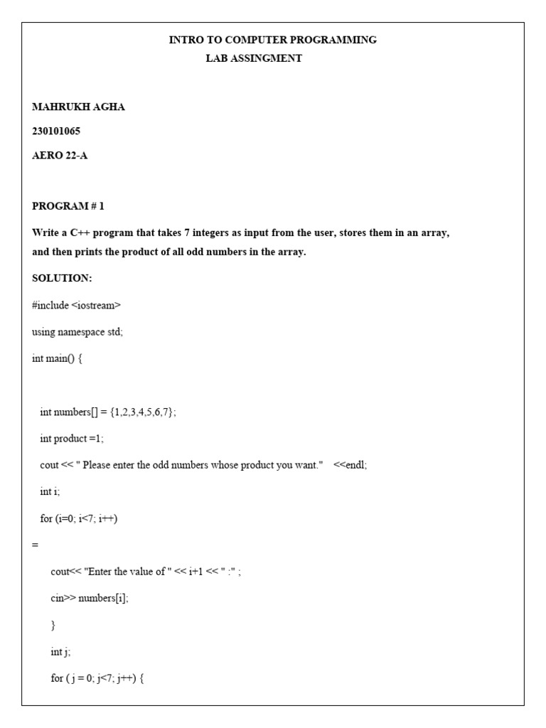 CP LAB Assignment 1 | PDF | Namespace | Computer Programming CP LAB Assignment 1 | PDF | Namespace | Computer Programming