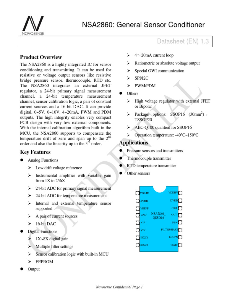 NSA2860 Datasheet Rev1.3 EN | PDF | Analog To Digital Converter | Microcontroller