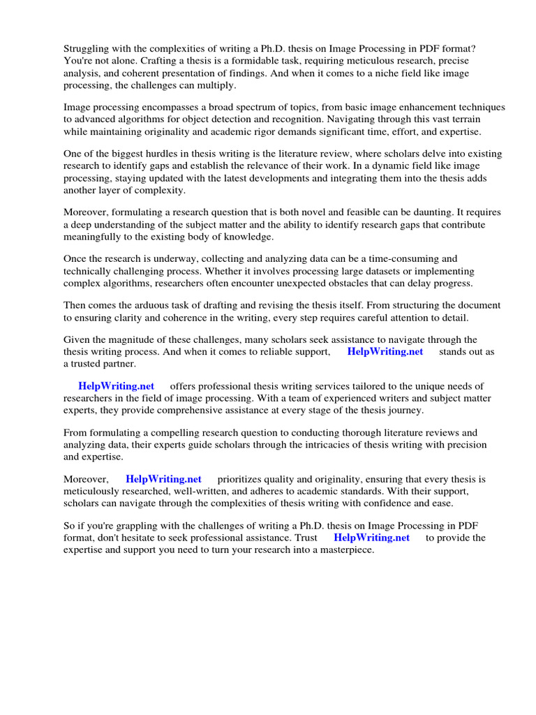 PHD Thesis On Image Processing PDF | PDF | Thesis | Doctor Of Philosophy