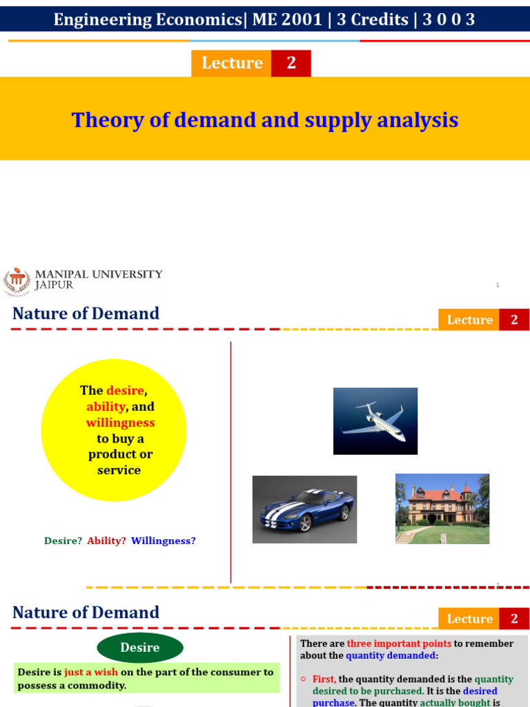 Engg. Economics Lecture 2 | PDF | Demand | Supply And Demand