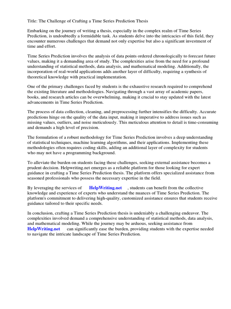 Time Series Prediction Thesis Pdf Time Series Forecasting
