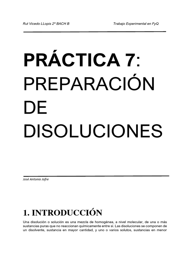 Practica7 Conductividadendisoluciones | PDF | Concentración | Química