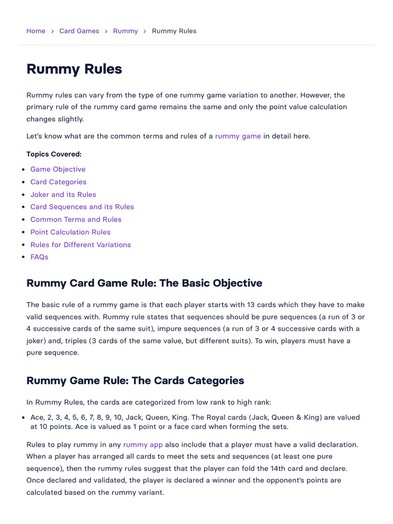 Rummy Rules PDF | PDF | Rummy | Tabletop Games