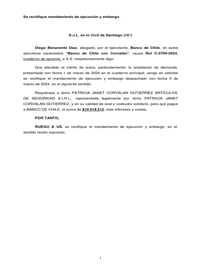 Rectifica Mandamiento Corvalán | PDF