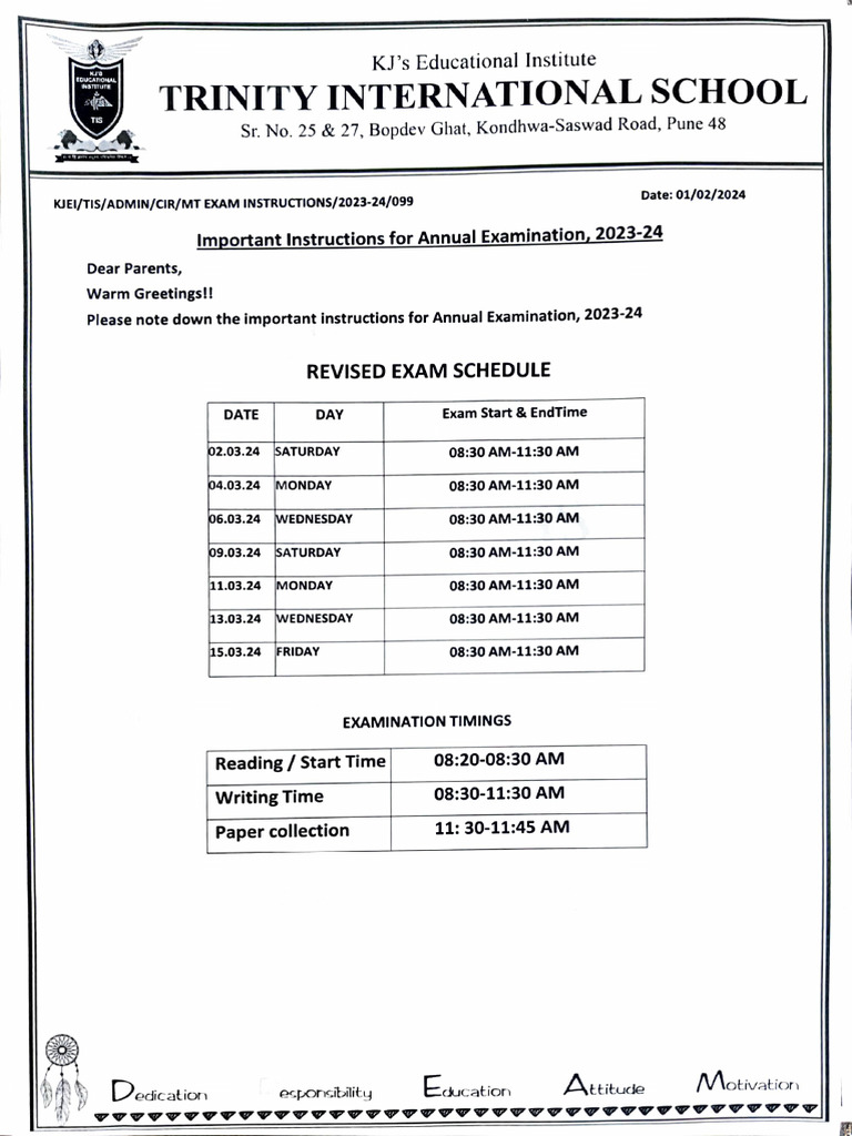 Annual Exam Circular | PDF | Science