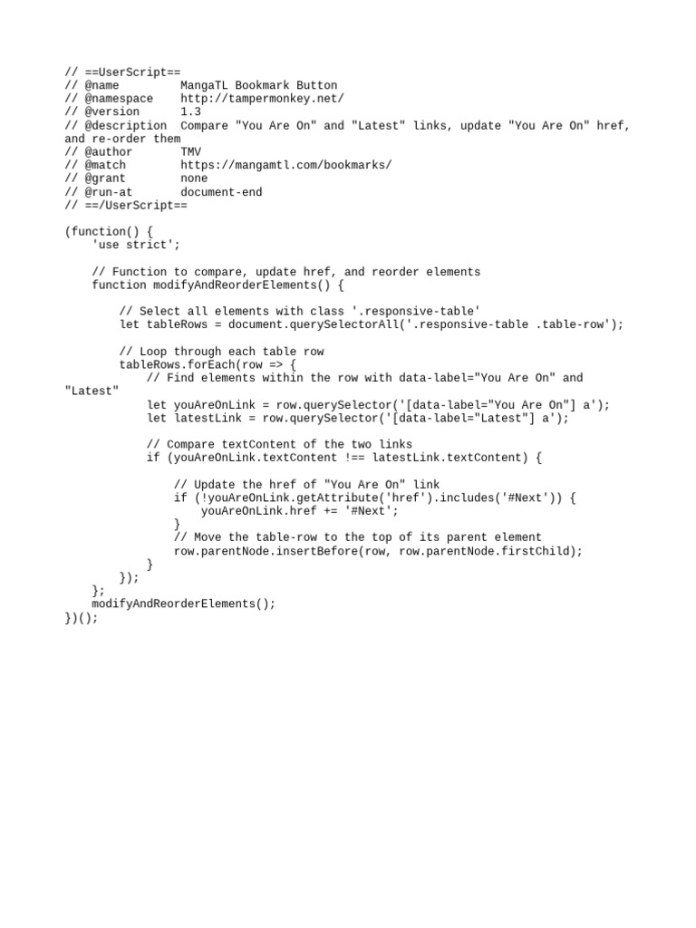 MangaTL Bookmark Button Script | PDF
