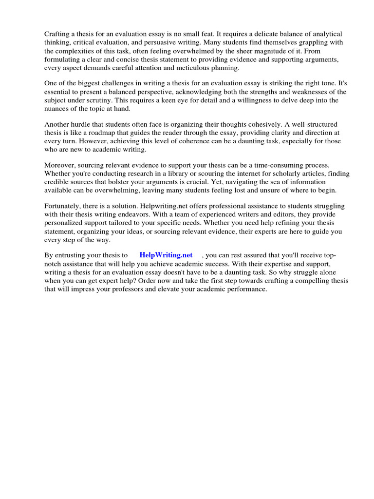 How To Write A Thesis For An Evaluation Essay | PDF | Essays | Thesis