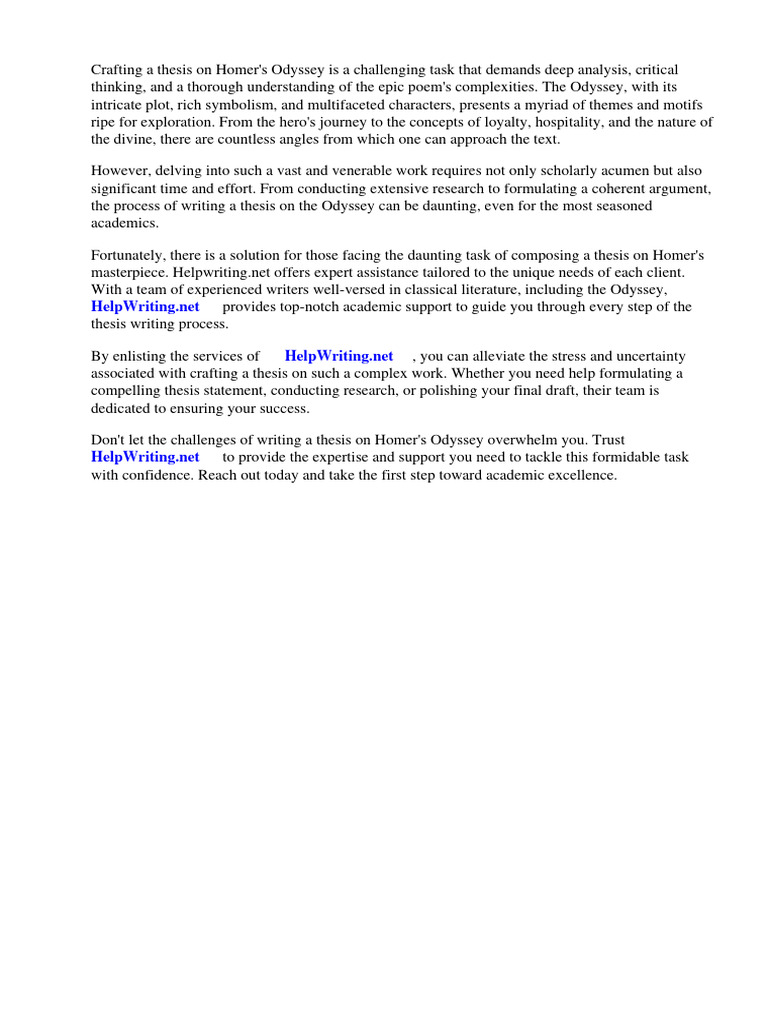 Homers Odyssey Thesis Statement | PDF | Odyssey | Odysseus
