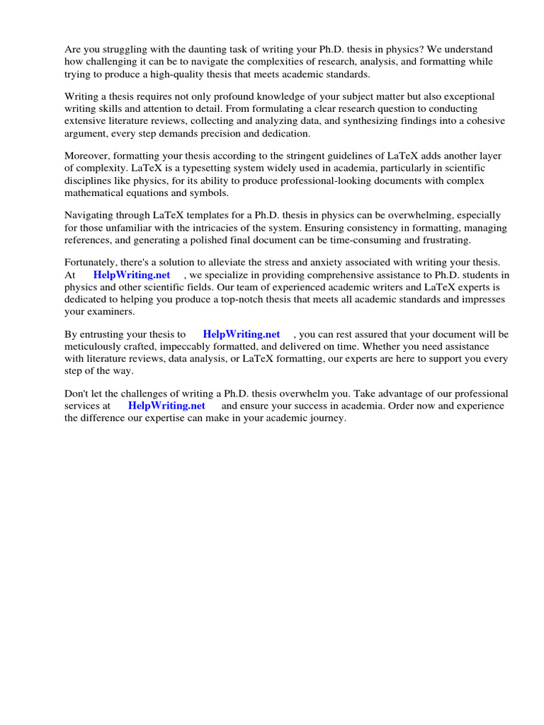 Phd Thesis Latex Template Physics | PDF | Thesis | Te X