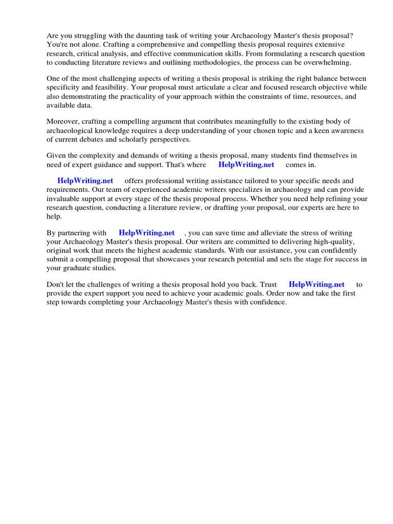 Archaeology Masters Thesis Proposal Example | Download Free PDF ...