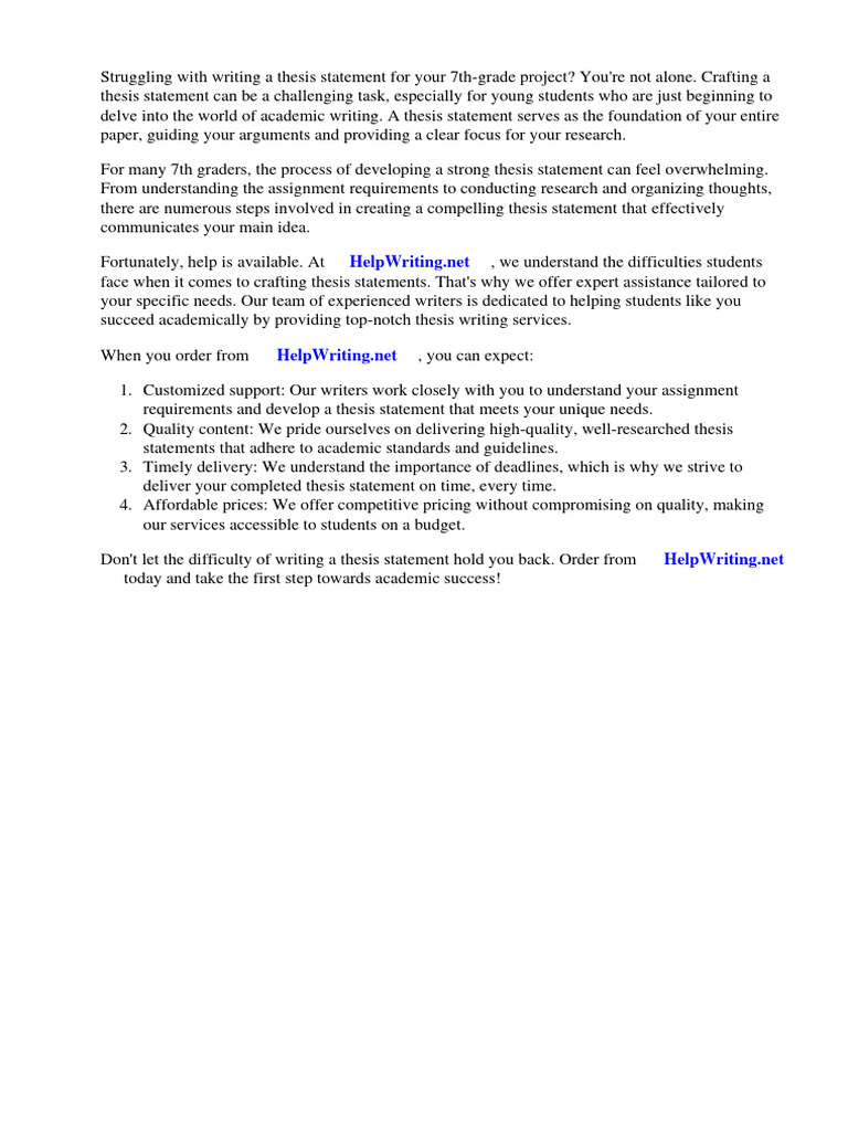 Thesis Statement Examples For 7th Graders | Download Free PDF | Rhetoric | Essays