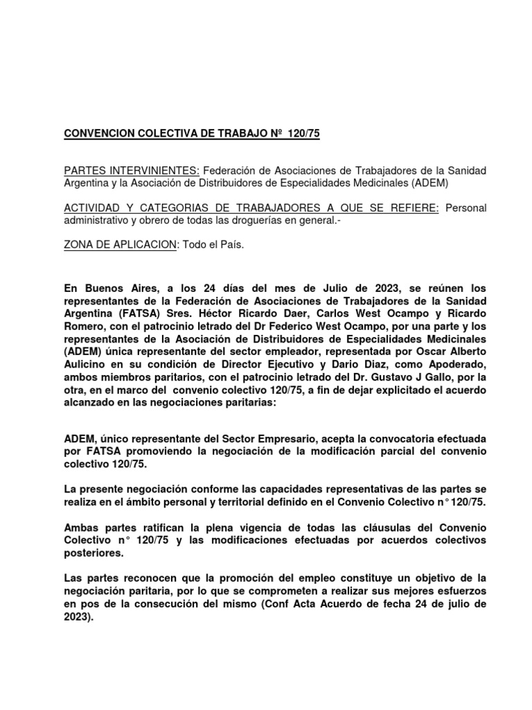 cct120_acuerdojulio_2023 | PDF | Salario | Acuerdo colectivo