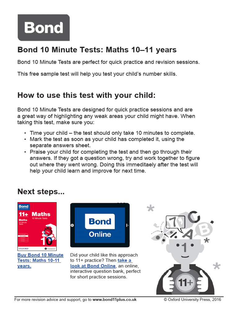 Bond 11 Plus Maths 10 Minute Test Sample | PDF