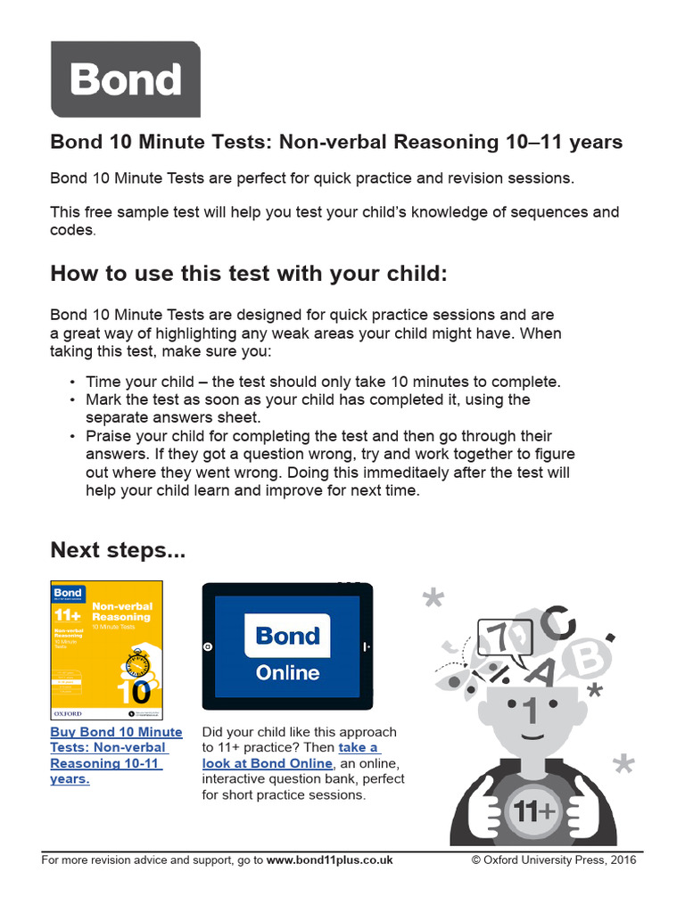 Non-verbal Reasoning Test for Ages 10-11 | PDF | Career & Growth