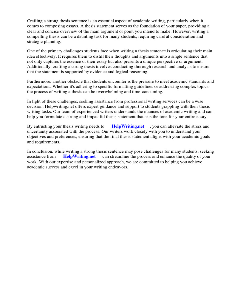 How To Write Strong Thesis Sentence For Your Essay | PDF | Thesis | Essays