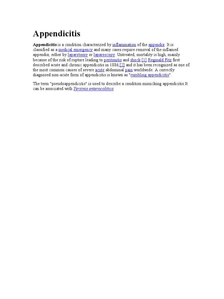 Understanding Rumbling Appendicitis | PDF