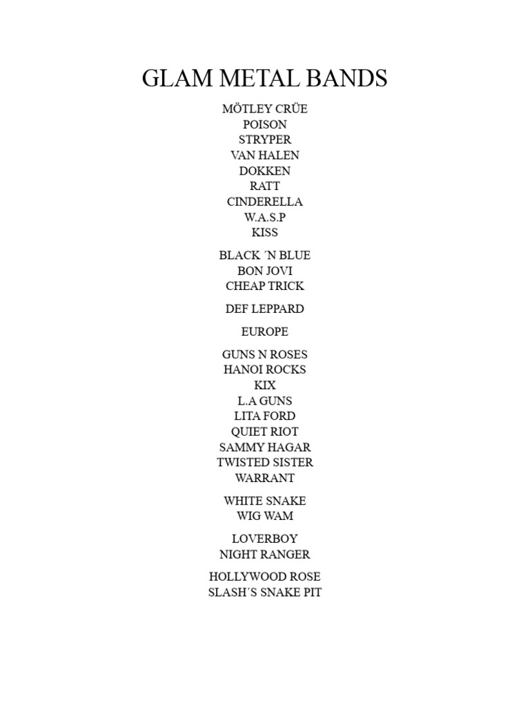 Glam Metal Bands | PDF