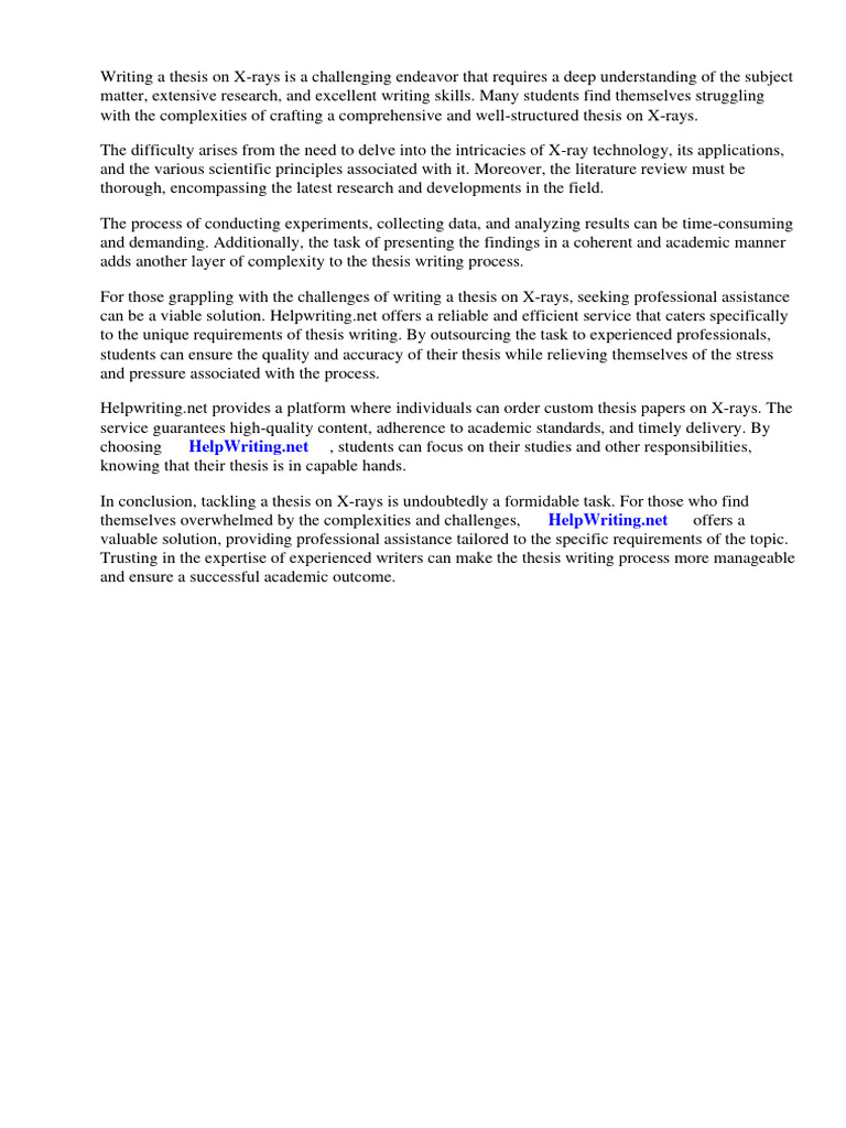Thesis on X-rays | PDF | Radiography | X Ray