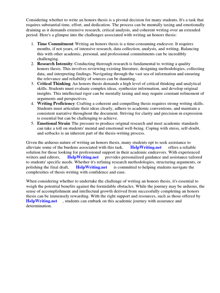 Should I Write An Honors Thesis | PDF | Critical Thinking