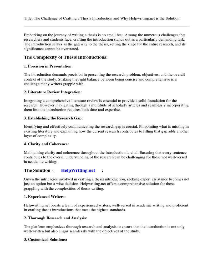 Parts of Thesis Introduction | PDF | Thesis | Essays