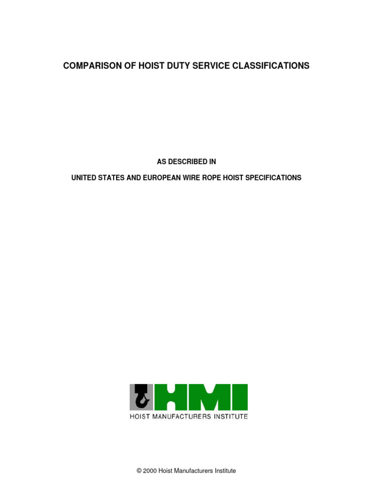 Hoist Duty Service Classifications Comparison | PDF | Legal Liability