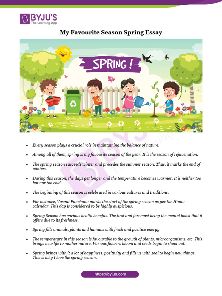 Essay On My Favourite Season Spring For Class 2 | PDF | Self-Improvement