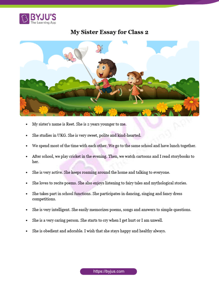 My Sister Essay For Class 2 | PDF | Poetry