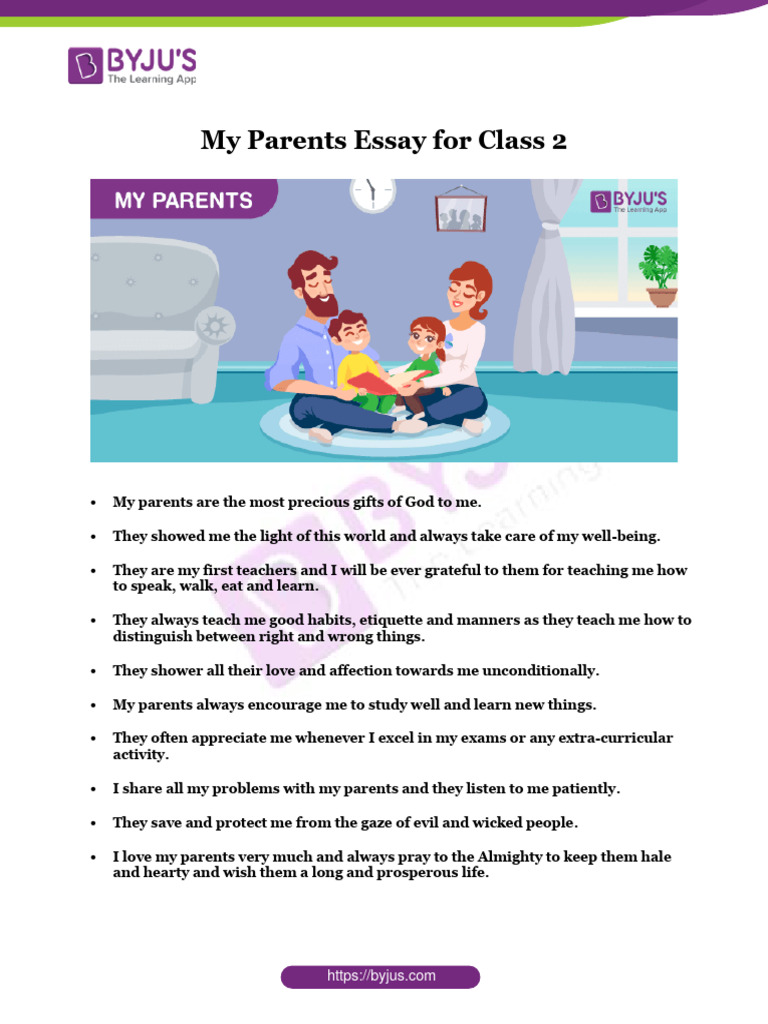 My Parents Essay For Class 2 | PDF | Self-Improvement | Lifestyle