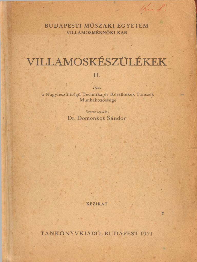 Domonkos Villamos Készülékek 2. | PDF