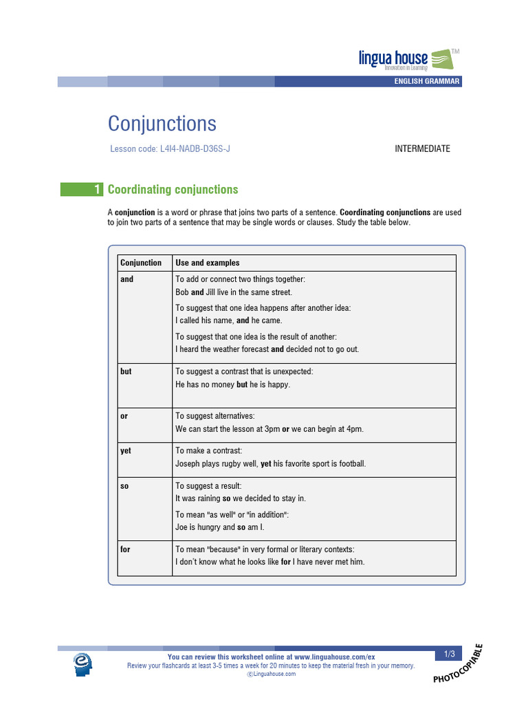Conjunctions | PDF | Sentence (Linguistics) | Linguistics