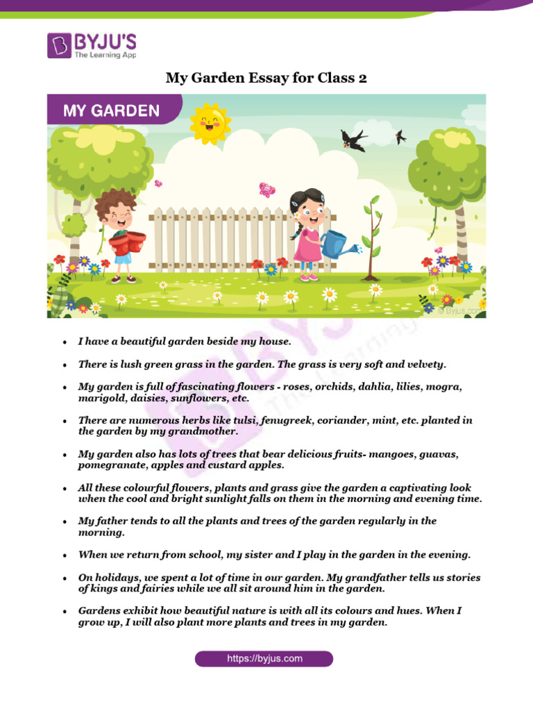 My Garden Essay For Class 2 | PDF