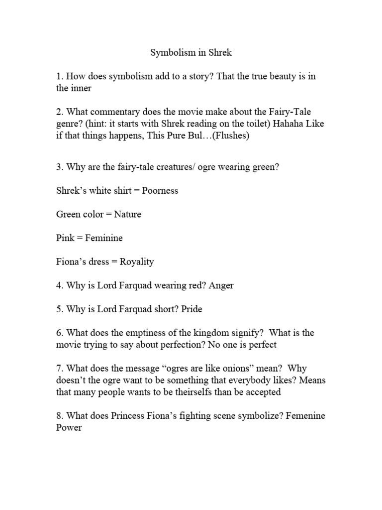 Symbolism in Shrek | PDF | Art