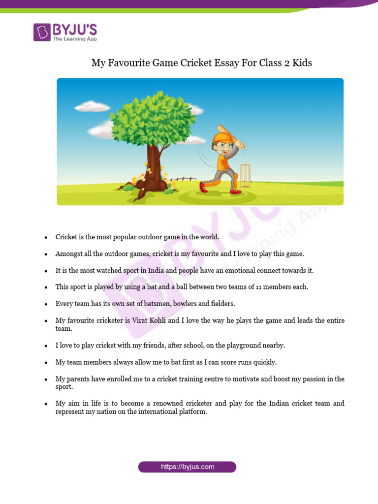 My Favourite Game Cricket Essay For Class 2 | PDF