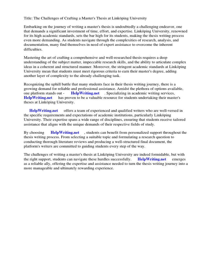 Master Thesis Linkoping University | PDF | Thesis | Science Master Thesis Linkoping University | PDF | Thesis | Science
