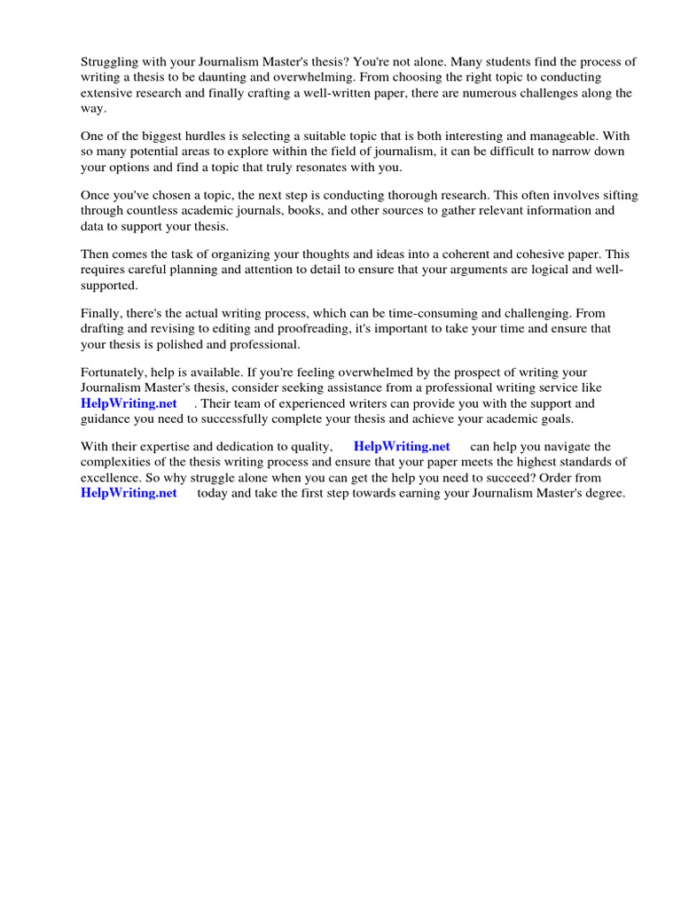 Journalism Masters Thesis Topics | PDF | Journalism | Essays