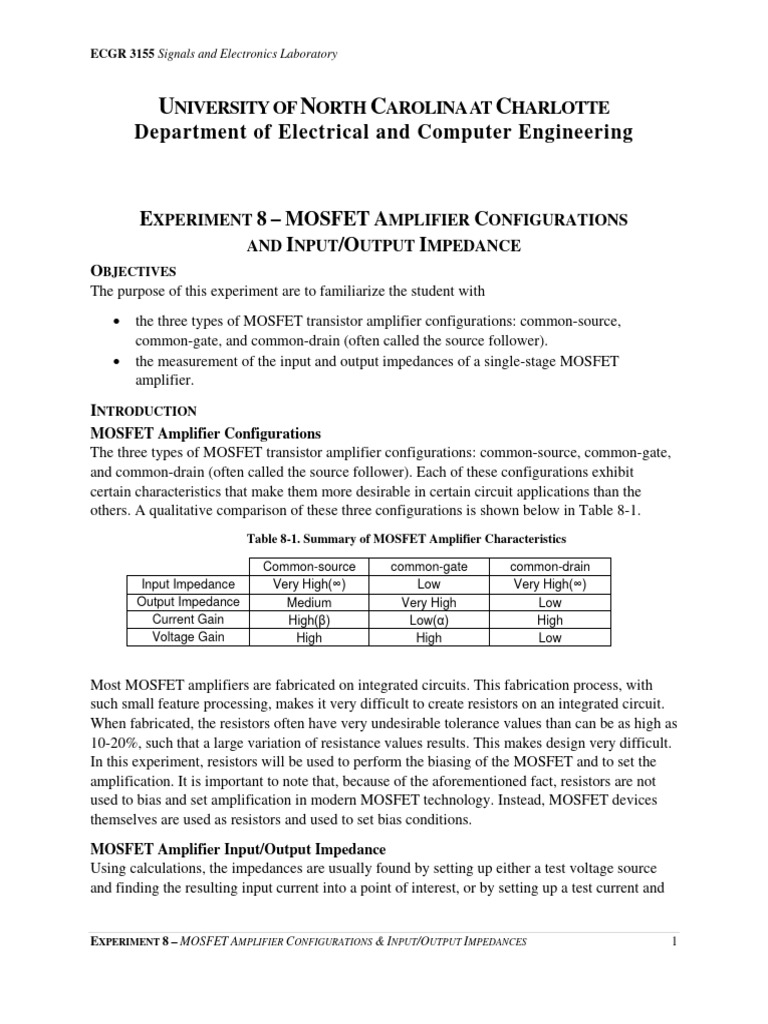 MOSFET Amplifier Configurations Guide | PDF | Amplifier | Mosfet