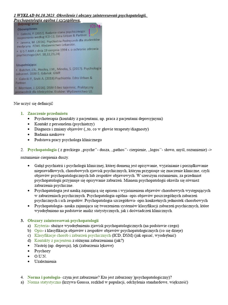 Wyk Psychopatologia | PDF