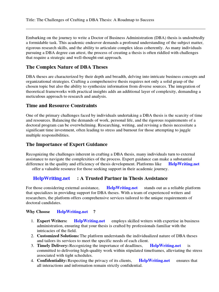 DBA Thesis Examples | PDF