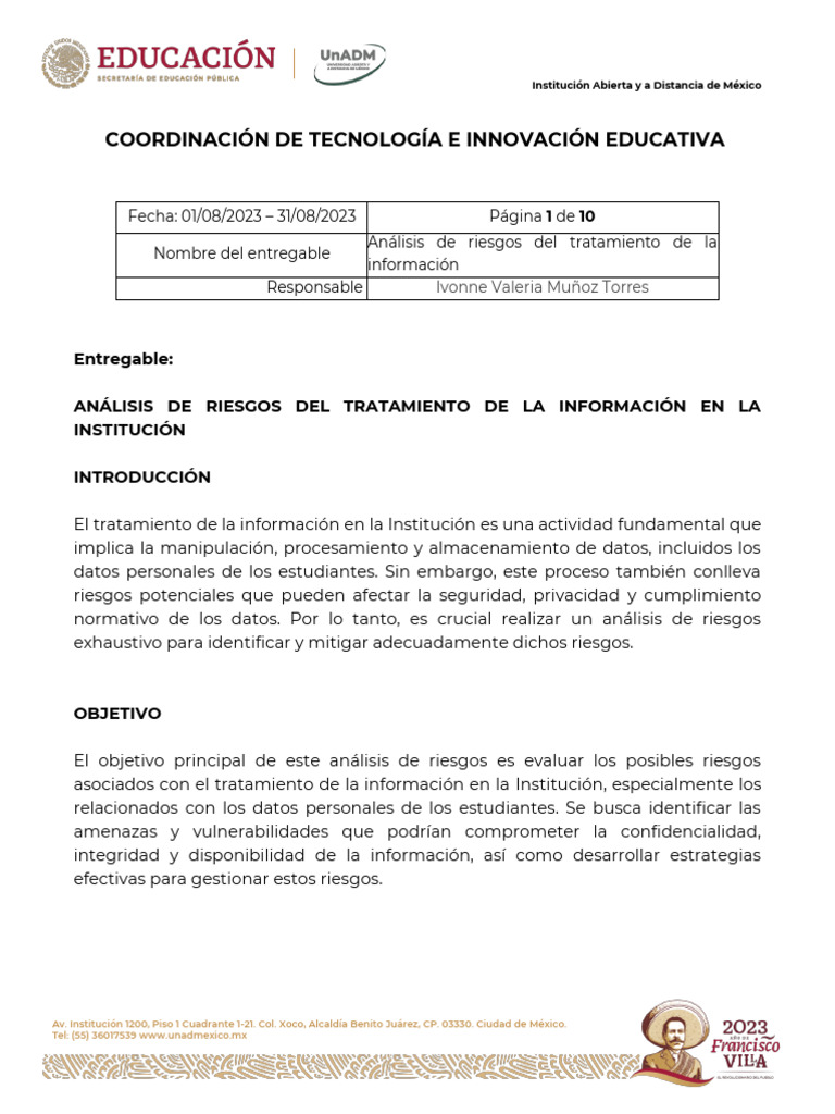 IVMT Formato Entregables 1 | PDF | Seguridad de información | Riesgo