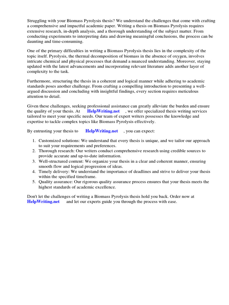 Biomass Pyrolysis Thesis | PDF | Pyrolysis | Biofuel