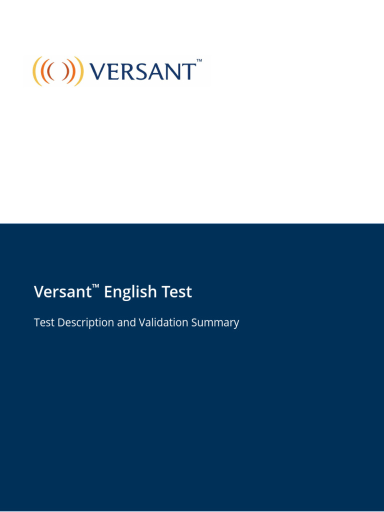 Versant English Test Description Validation Report | PDF | English ...