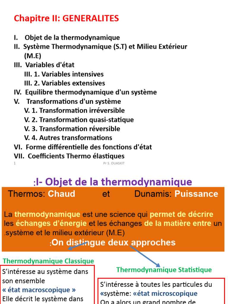 Chapitre 2 Physique 2 | PDF | Thermodynamique | Équilibre thermodynamique