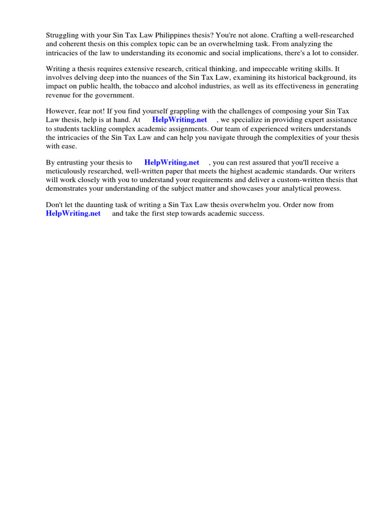 Sin Tax Law Philippines Thesis | PDF | Taxes | Excise