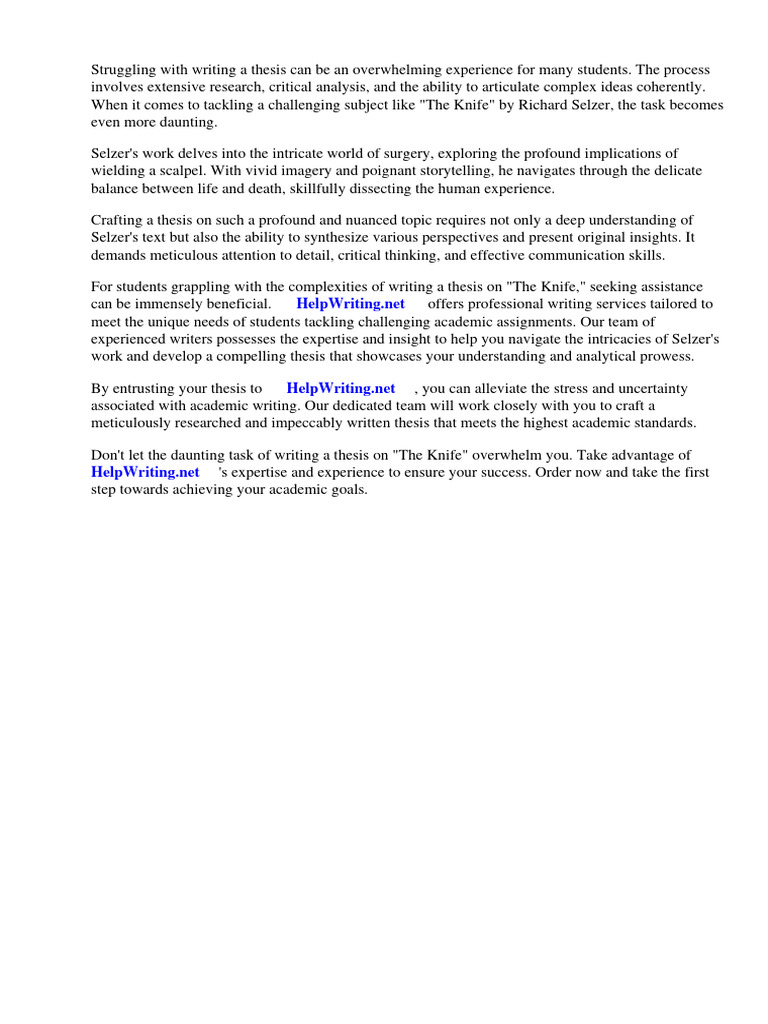 The Knife Richard Selzer Thesis Pdf Critical Thinking Liver