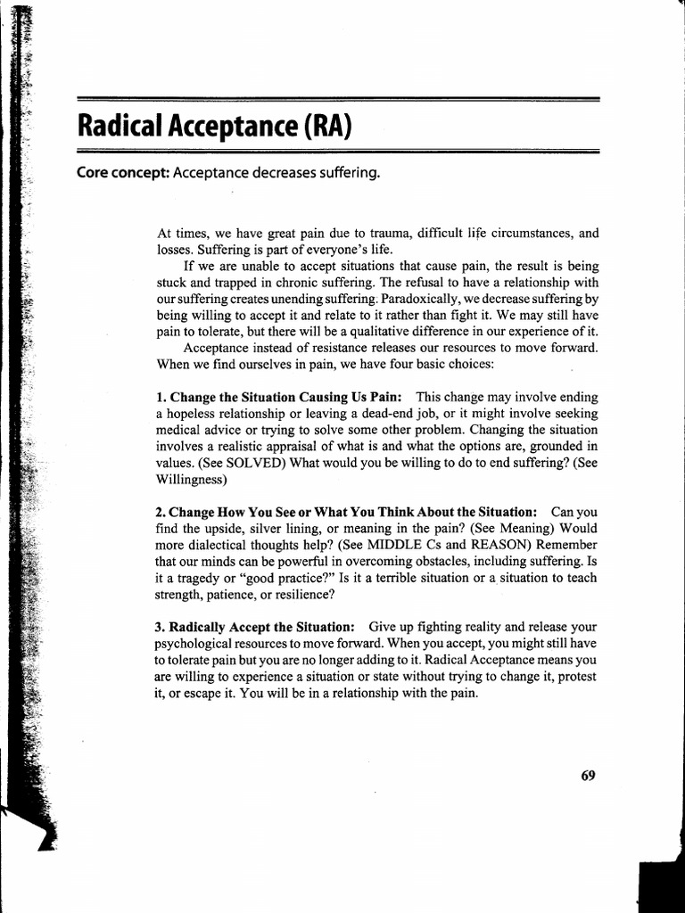 Radical Acceptance (2449) | PDF | Dialectical Behavior Therapy | Thought Radical Acceptance (2449) | PDF | Dialectical Behavior Therapy | Thought